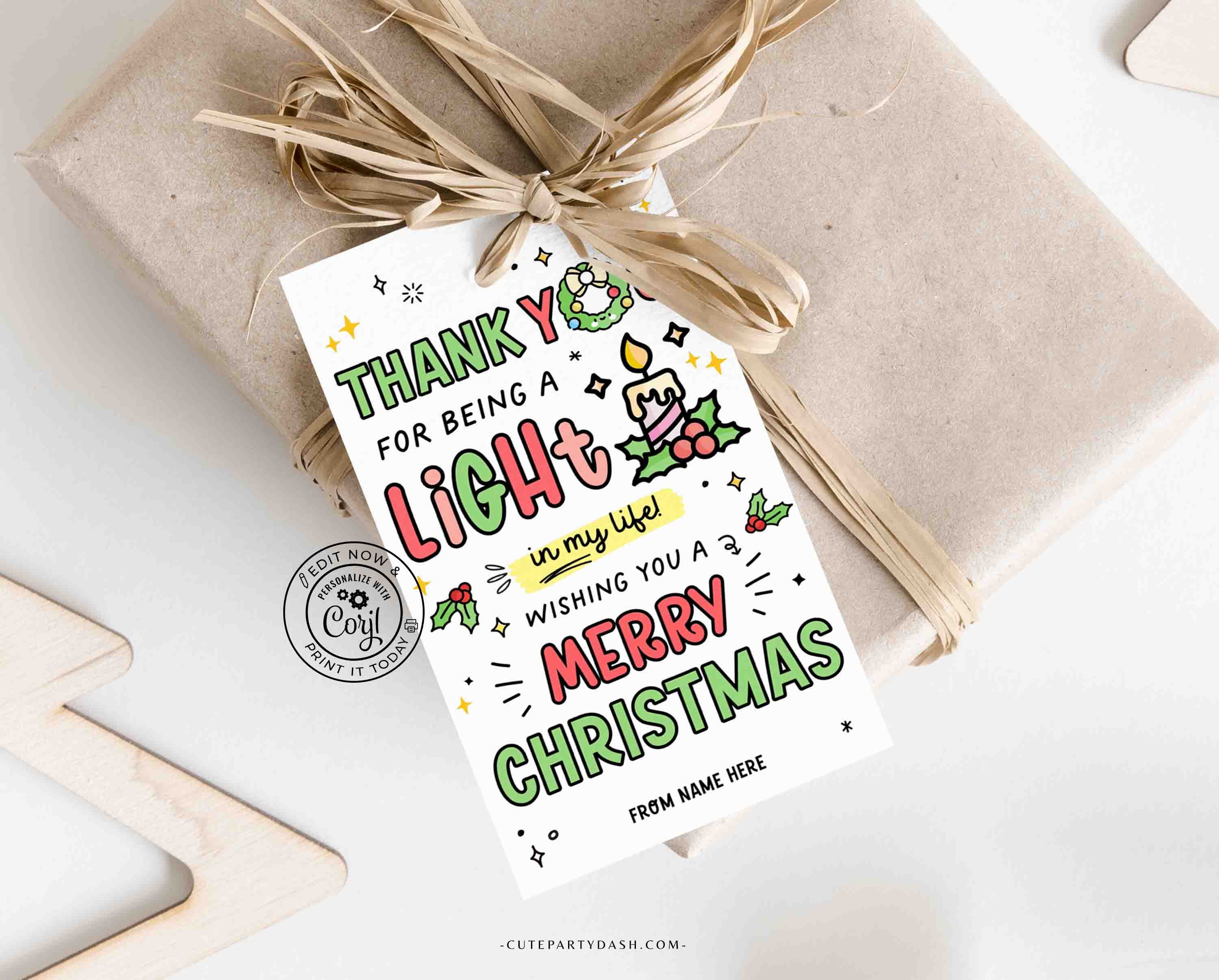 Editable Christmas Gift Tag Printable, Holiday Thank You Tags (instant ...