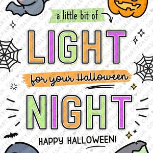 Editable Halloween Treat Tag: Glow Stick Party Favor (instant Download ...
