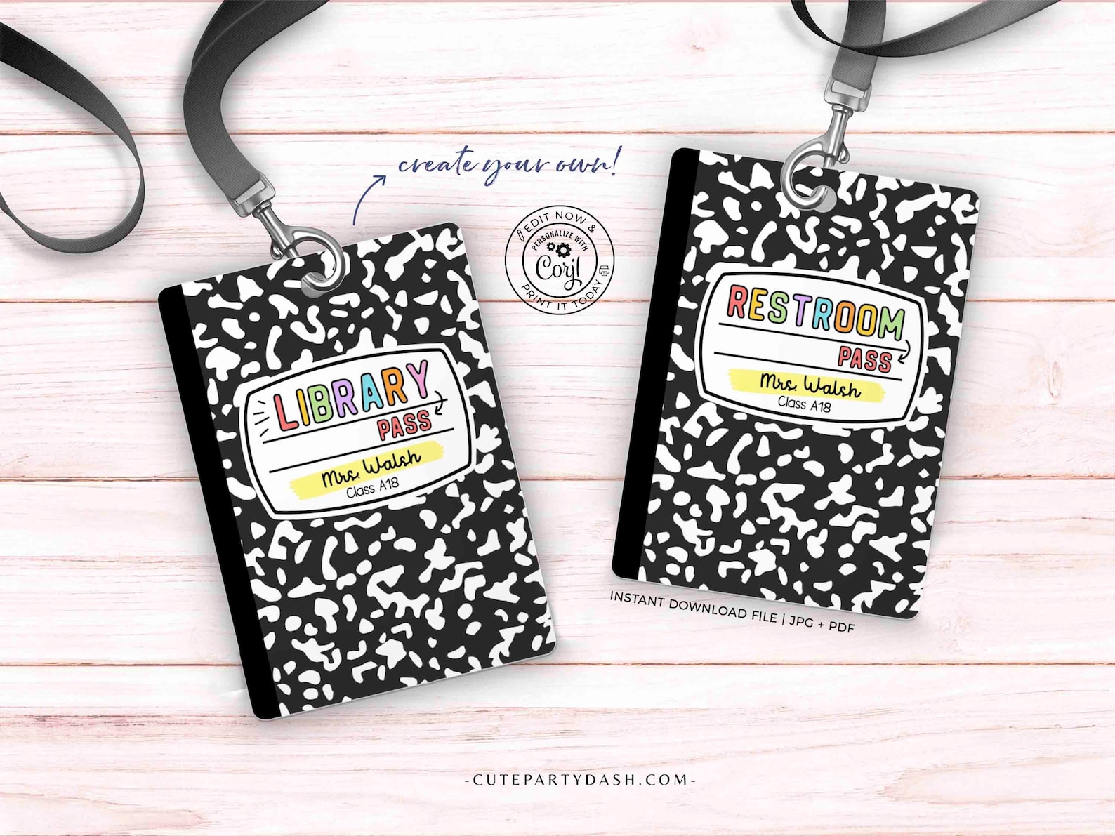 Editable Composition Book Hall Pass Template (digital Download) - Etsy