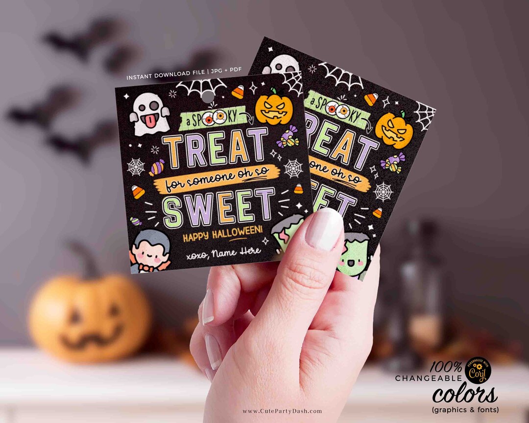 EDITABLE Halloween A Little Treat for Someone Sweet Gift Tag Teacher ...