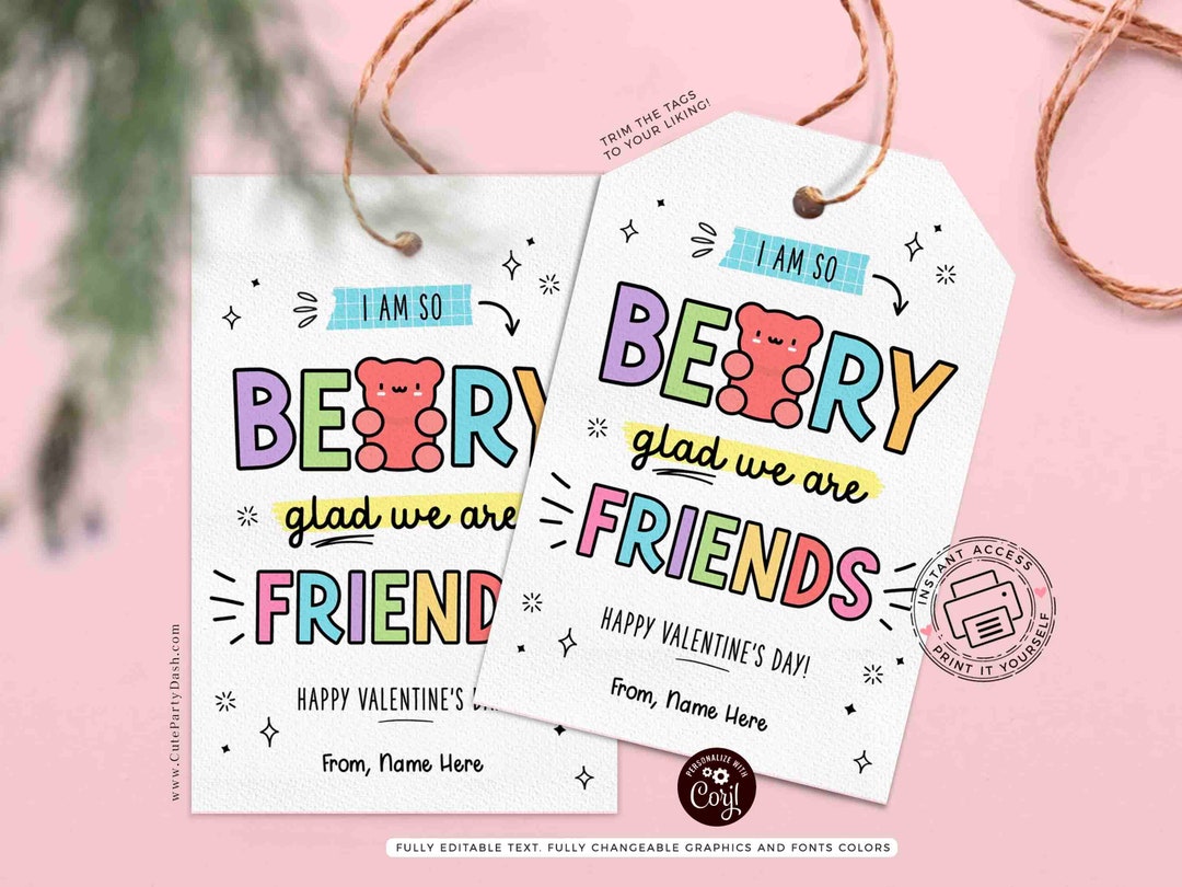 Gummy Bear Valentine's Day Gift Tag Printable INSTANT DOWNLOAD Kids ...