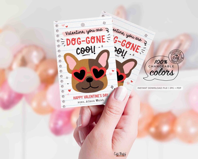 Printable Dog Valentine's Day Cards: Editable Classroom Valentines ...
