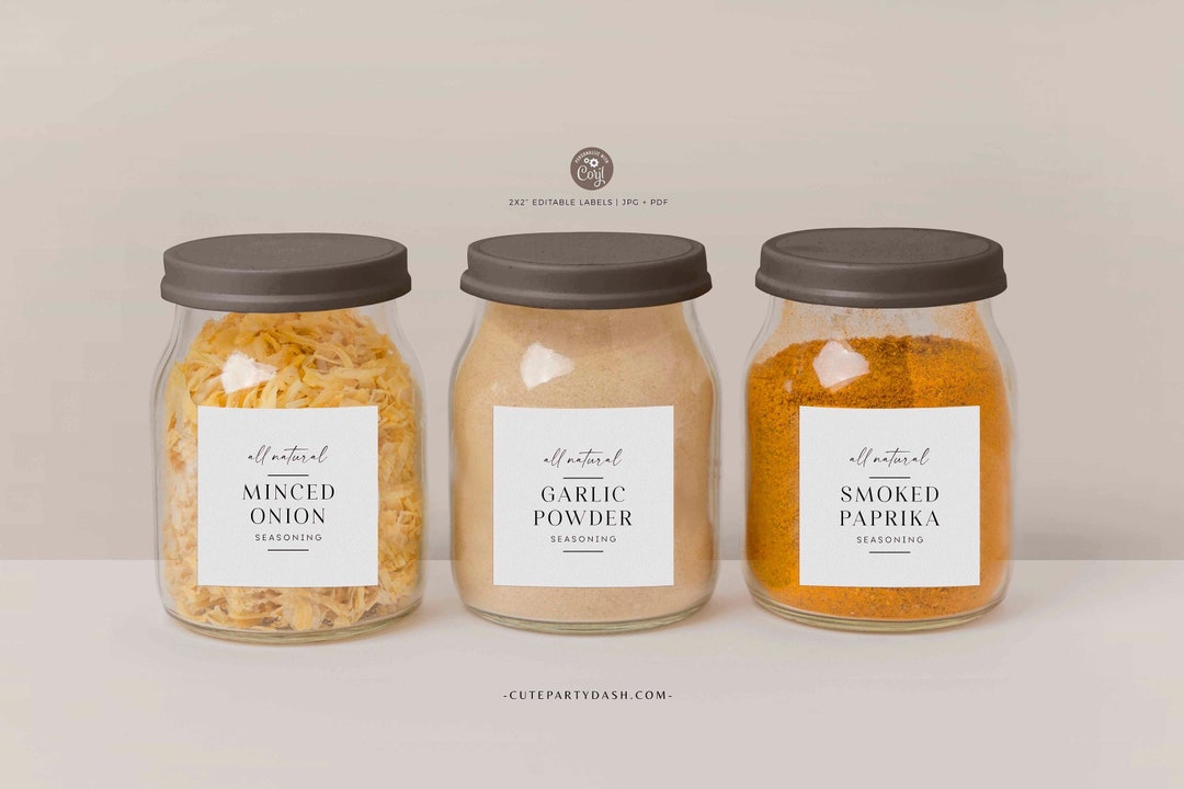 Editable Minimalist Herb & Spice Labels: Modern Pantry (instant ...