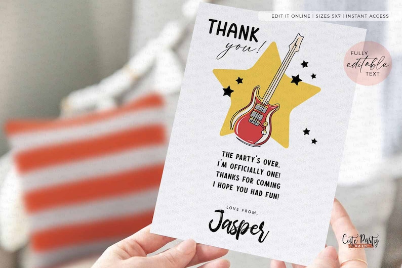 Rock and Roll 1st Birthday Welcome Sign: Guitar Theme (editable ...