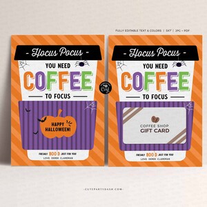 Hocus Pocus You Need Coffee to Focus Editable Halloween Coffee Gift ...