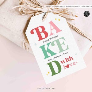 Baked With Love Christmas Gift Tag Printable (instant Download) - Etsy