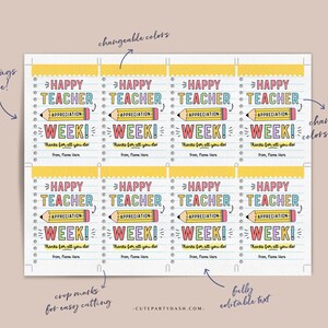 Teacher Appreciation Week Gift Tag Printable Gift for Teachers Gift Box ...