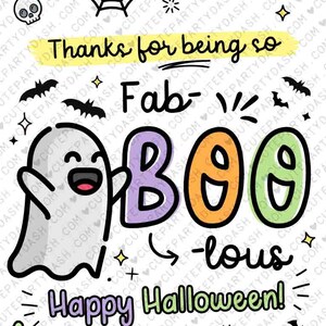 Happy Halloween Gift Tag Thank You for Being Fab-boo-lous Tags EDITABLE ...