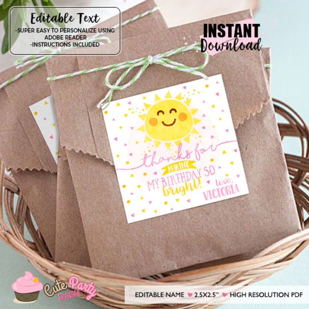 EDITABLE You Are My Sunshine Favors You Are My Sunshine Favor Tags ...