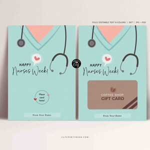 Nurses Week Gift Card Holder Printable INSTANT DOWNLOAD Editable Coffee ...