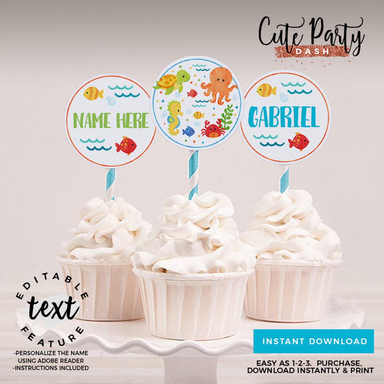 INSTANT DOWNLOAD EDITABLE Under the Sea Decorations Ocean | Etsy