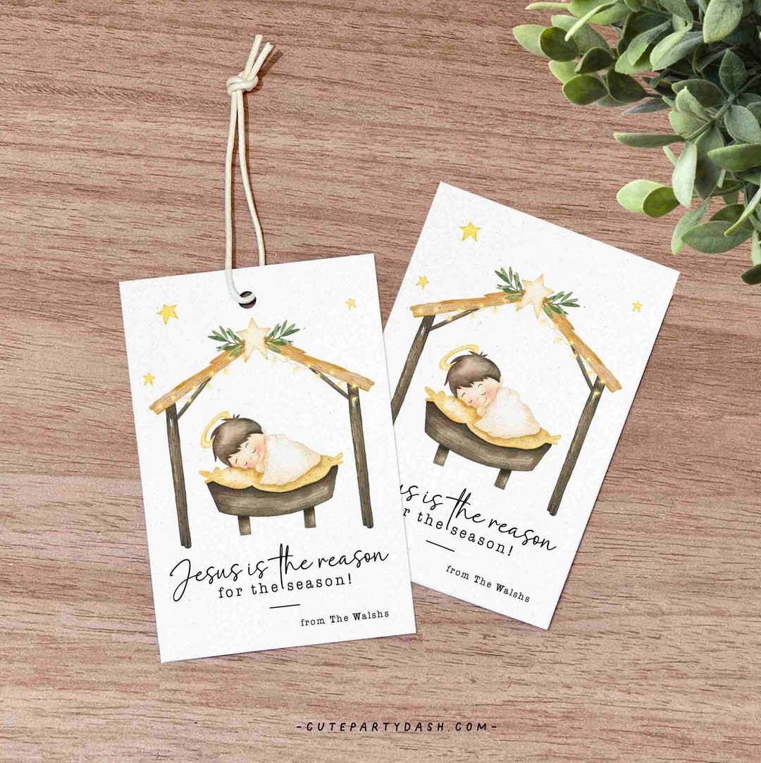 Christmas Nativity Tags Printable INSTANT DOWNLOAD Editable JESUS is ...