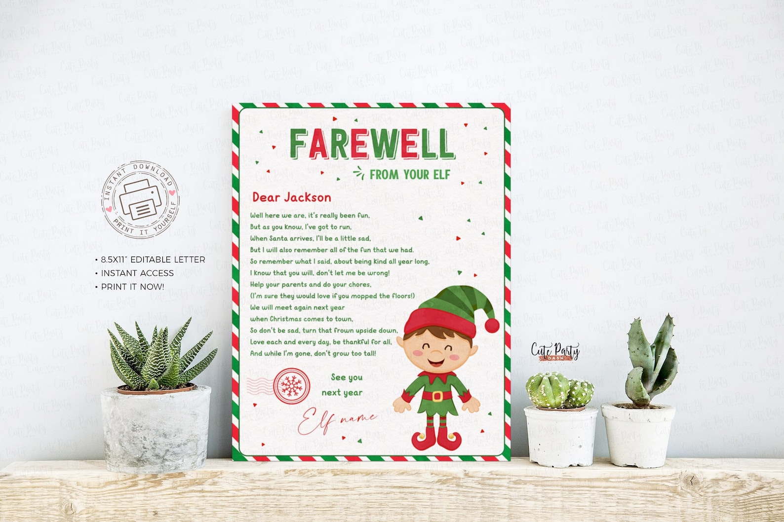 EDITABLE Goodbye Letter From Elf, Christmas Elf Departure Note ...