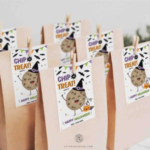 EDITABLE Chip or Treat Halloween Cookie Tag INSTANT DOWNLOAD Trick or ...