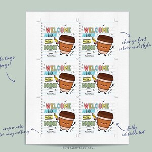 Welcome Back to the Grind First Day of School Teacher Tag Editable Back ...