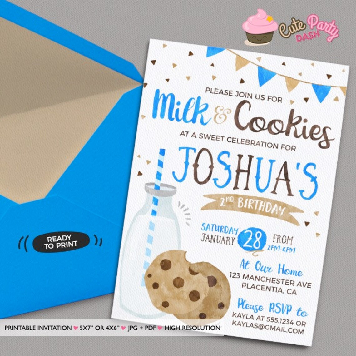 INSTANT DOWNLOAD EDITABLE Milk and Cookies Birthday Favors | Etsy