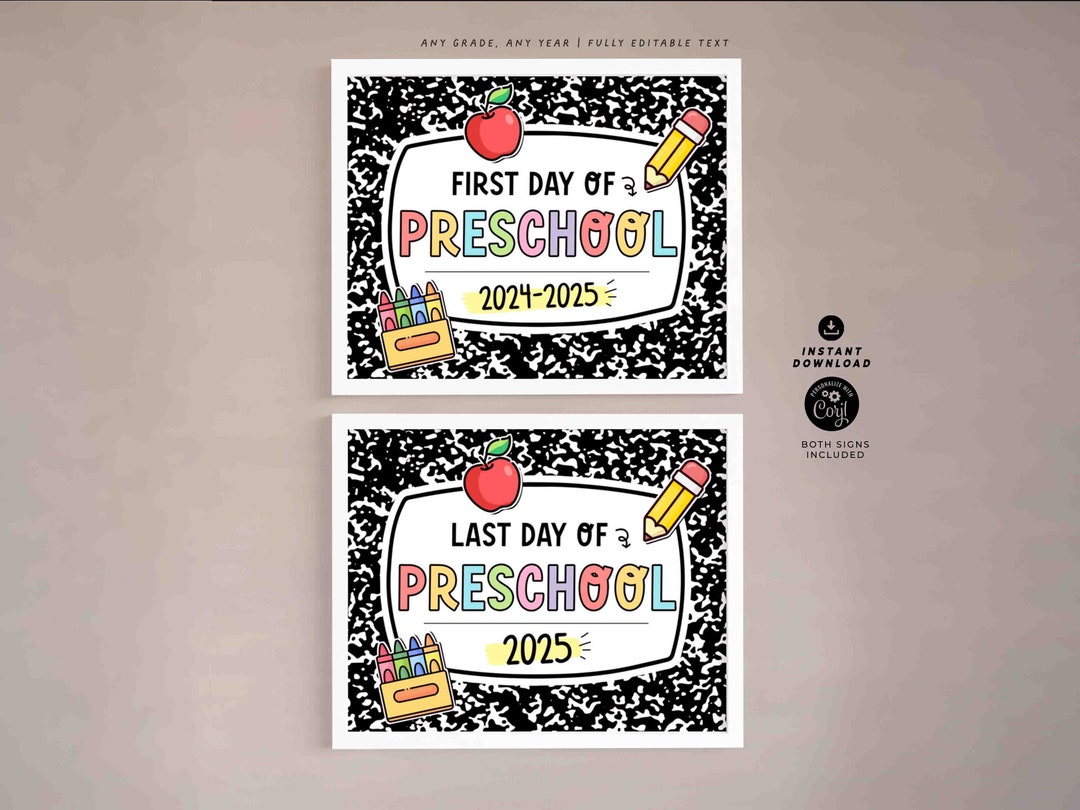 Editable Back to Preschool Sign Bundle Printable INSTANT DOWNLOAD ...