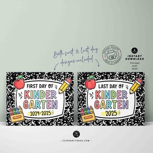 Editable First Day of Kindergarten Sign Bundle Printable INSTANT ...