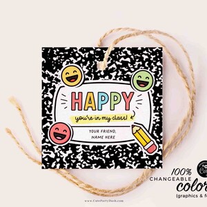 Happy You Are in My Class Back to School Gift Tag Printable INSTANT ...