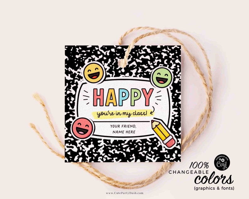 Emoji Back to School Gift Tag: Editable Classmate Cookie Tag (digital ...