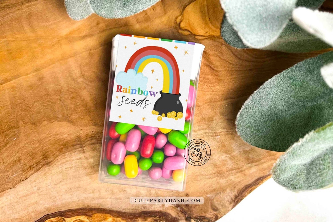 Editable Rainbow Seeds Mint Treat Labels, St. Patrick's Day Gift St ...