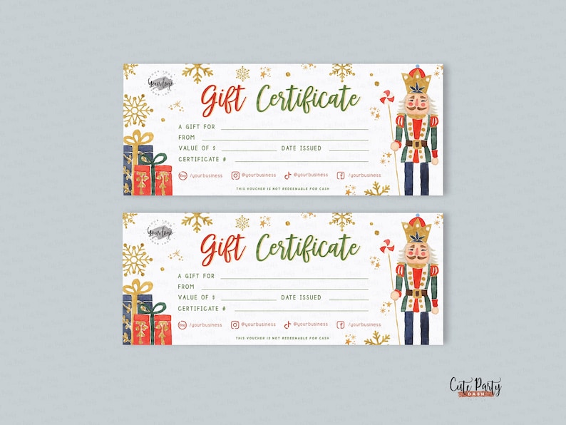 Nutcracker Christmas Gift Certificate Editable Template - Etsy