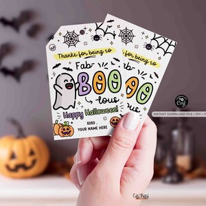 Happy Halloween Gift Tag Thank You for Being Fab-boo-lous Tags EDITABLE ...