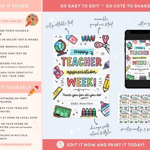 Happy Teacher Appreciation Week Gift Tag Printable INSTANT DOWNLOAD ...