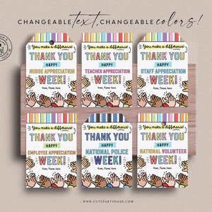 Police Week Gift Tag Printable Police Appreciation Card Editable Police ...