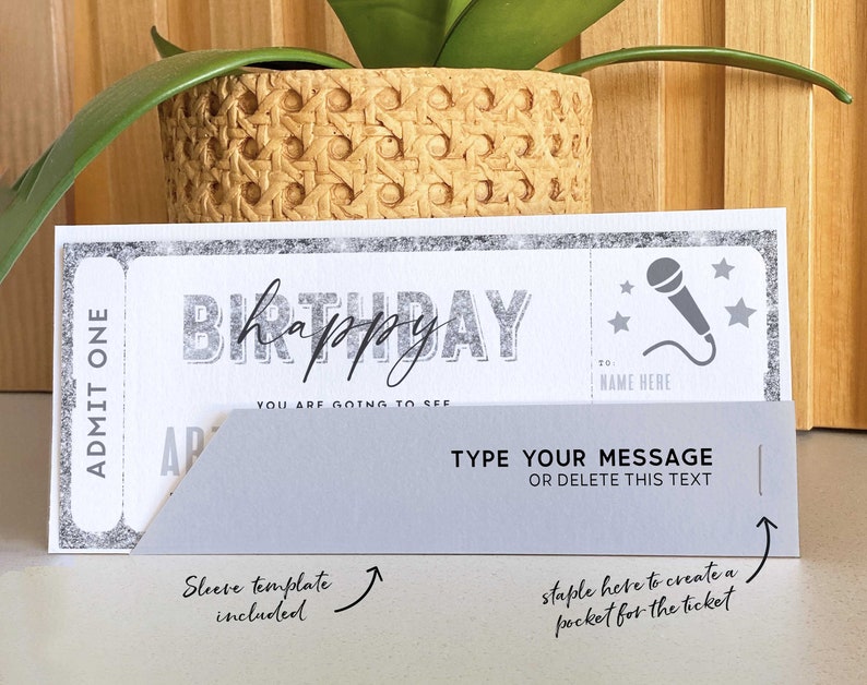 Birthday Gift Concert Ticket Template Editable Surprise - Etsy