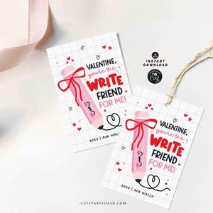 Pencil Valentine You’re the WRITE Friend for Me Gift Tags Printable ...