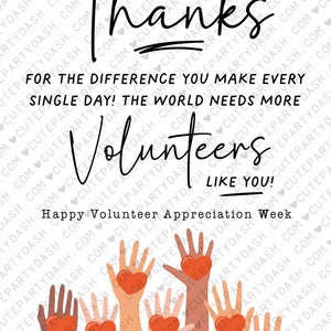 Volunteer Appreciation Gift Tag: Editable Thank You Card (digital ...
