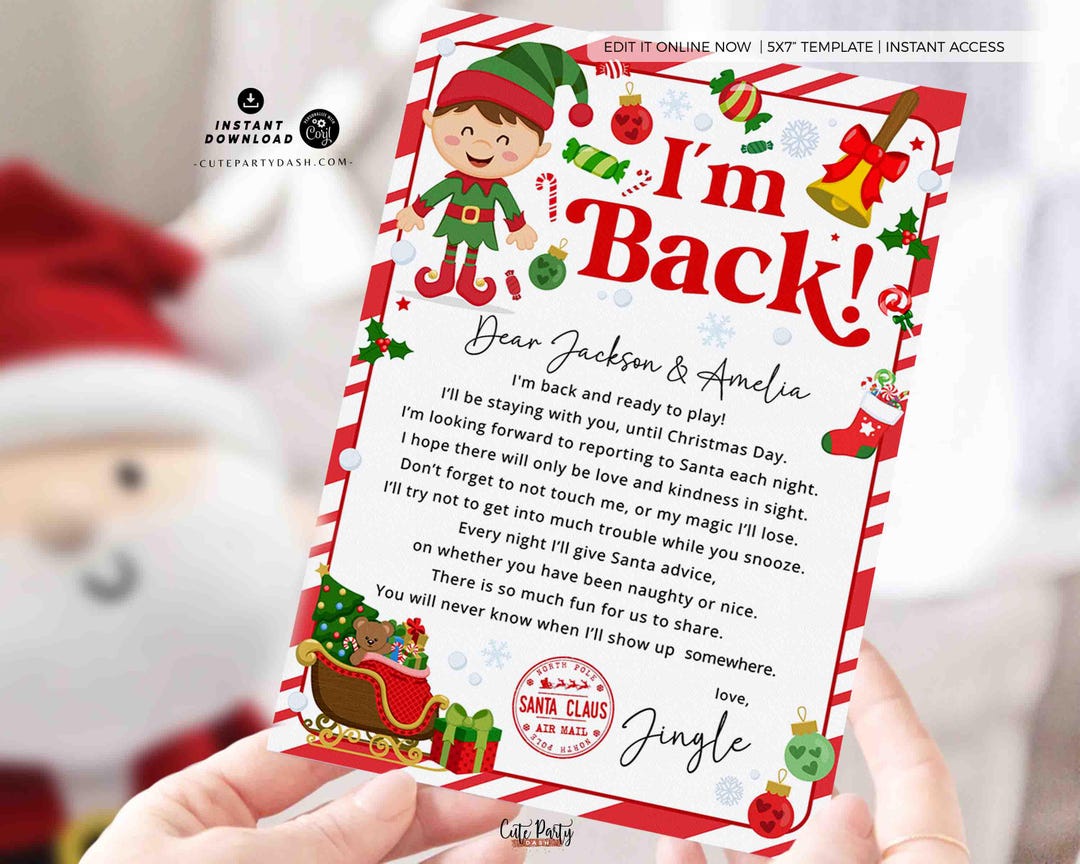 Editable Elf Arrival Letter: Christmas Printable (instant Download) - Etsy