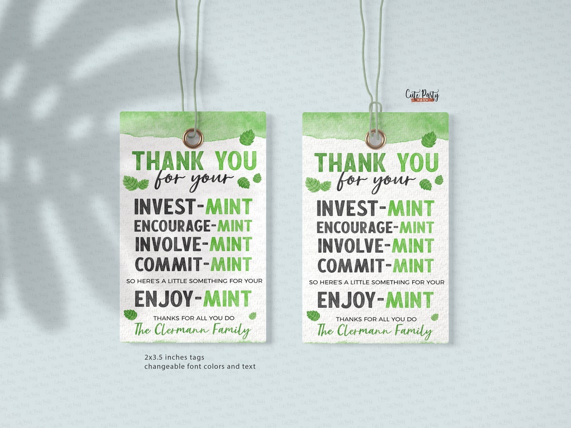 INSTANT DOWNLOAD Volunteer Mint Tags PTA Staff Gift - Etsy