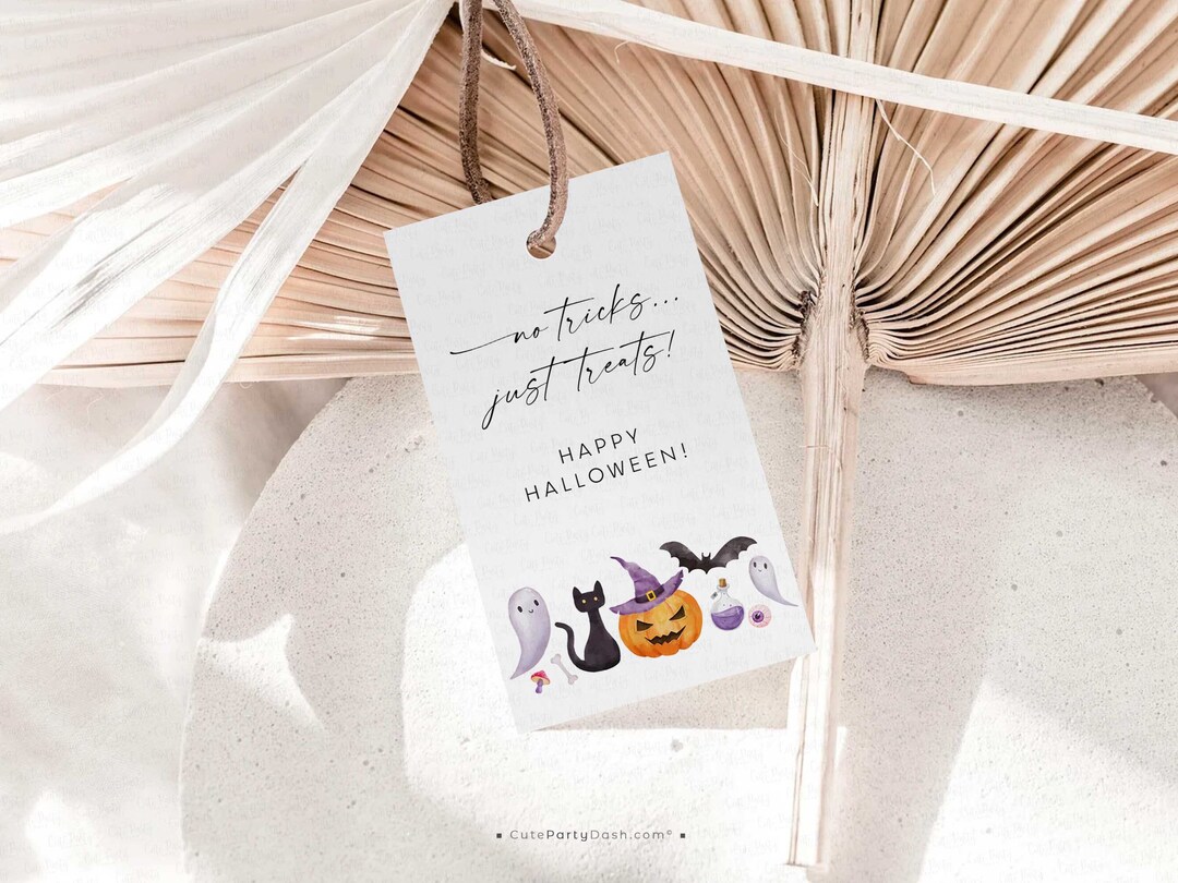 Modern Halloween No Tricks Just Treats Gift Tag, Teacher Staff ...