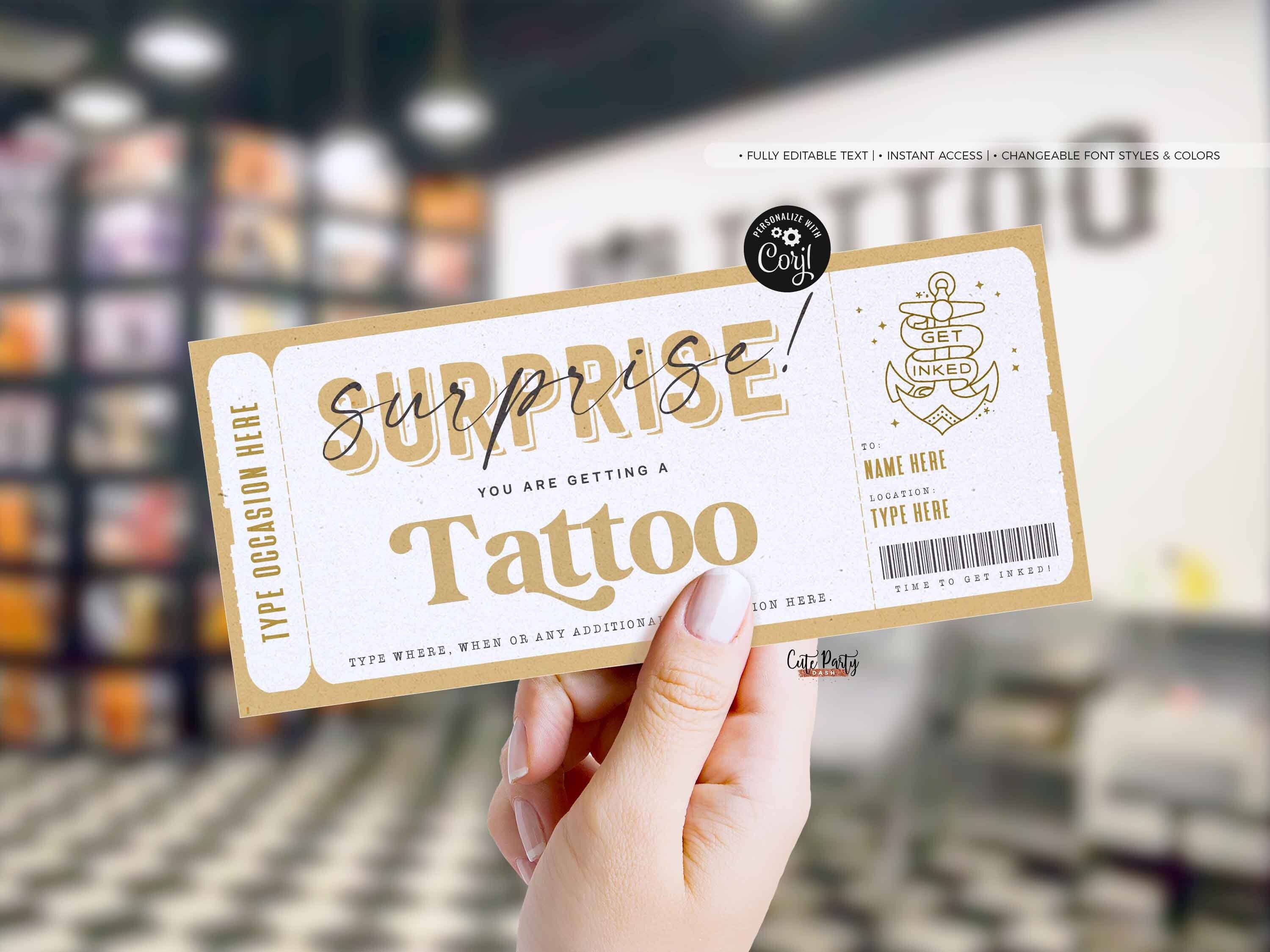 Editable Surprise Tattoo Gift Voucher Template (instant Download) - Etsy