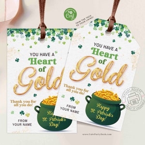 You Have a Heart of Gold Gift Tag, Happy St. Patrick's Day Printable ...