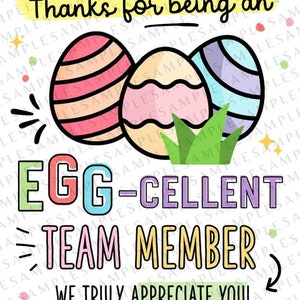 Editable Easter Team Member Appreciation Printable Gift Tag, INSTANT ...