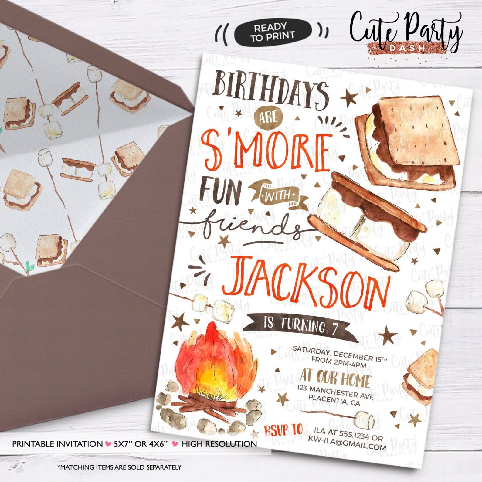 INSTANT DOWNLOAD EDITABLE S'more Birthday Food Card - Etsy