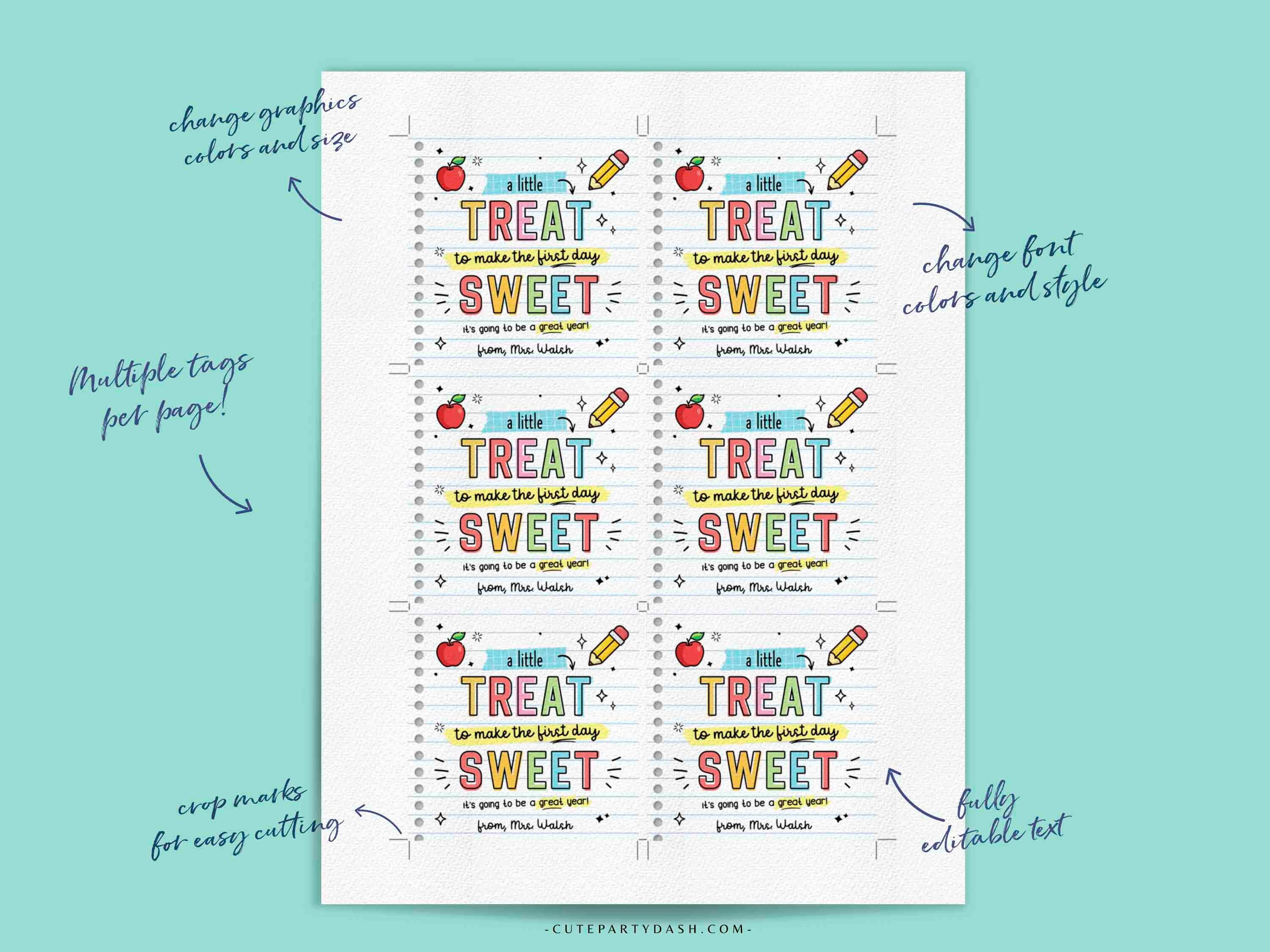 Editable Back to School Gift Tag: Teacher Treat Label (instant Download ...