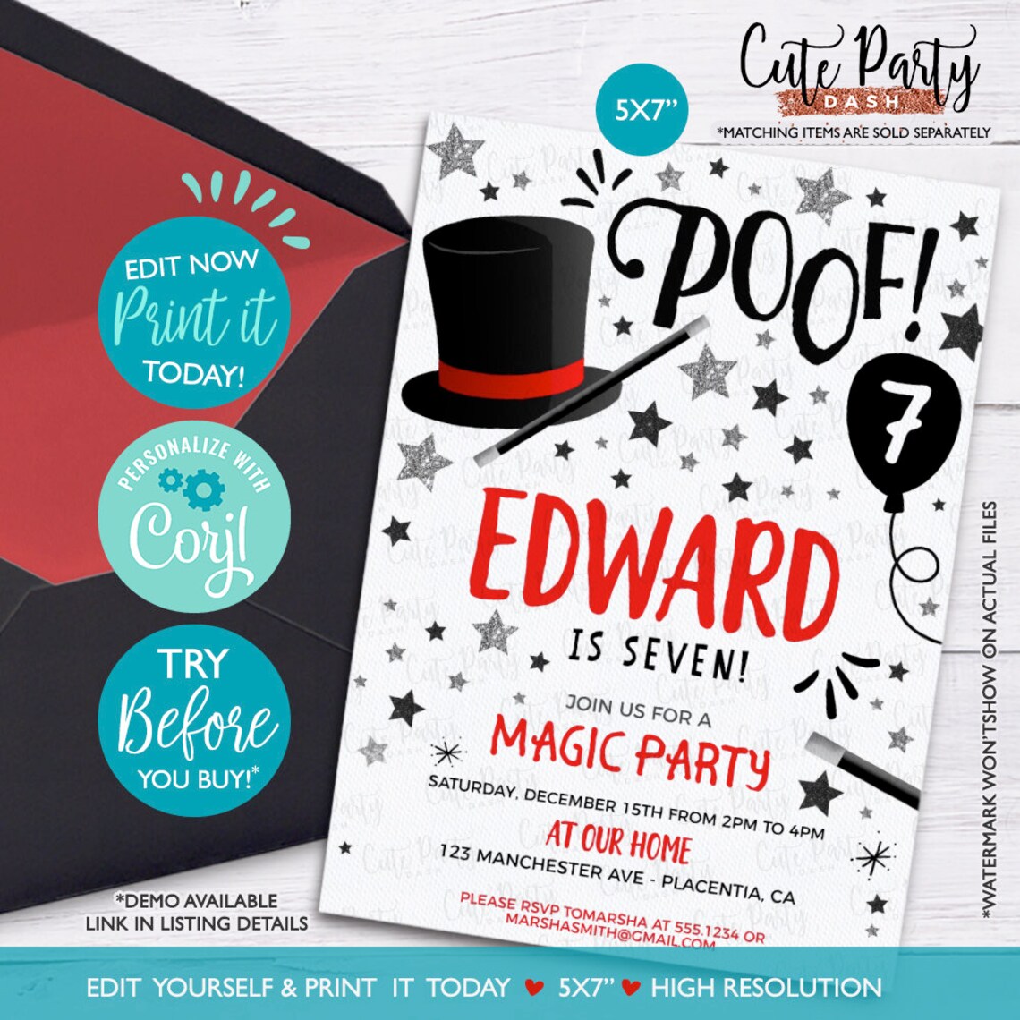 INSTANT DOWNLOAD Magic Party Invitation Magic Birthday | Etsy