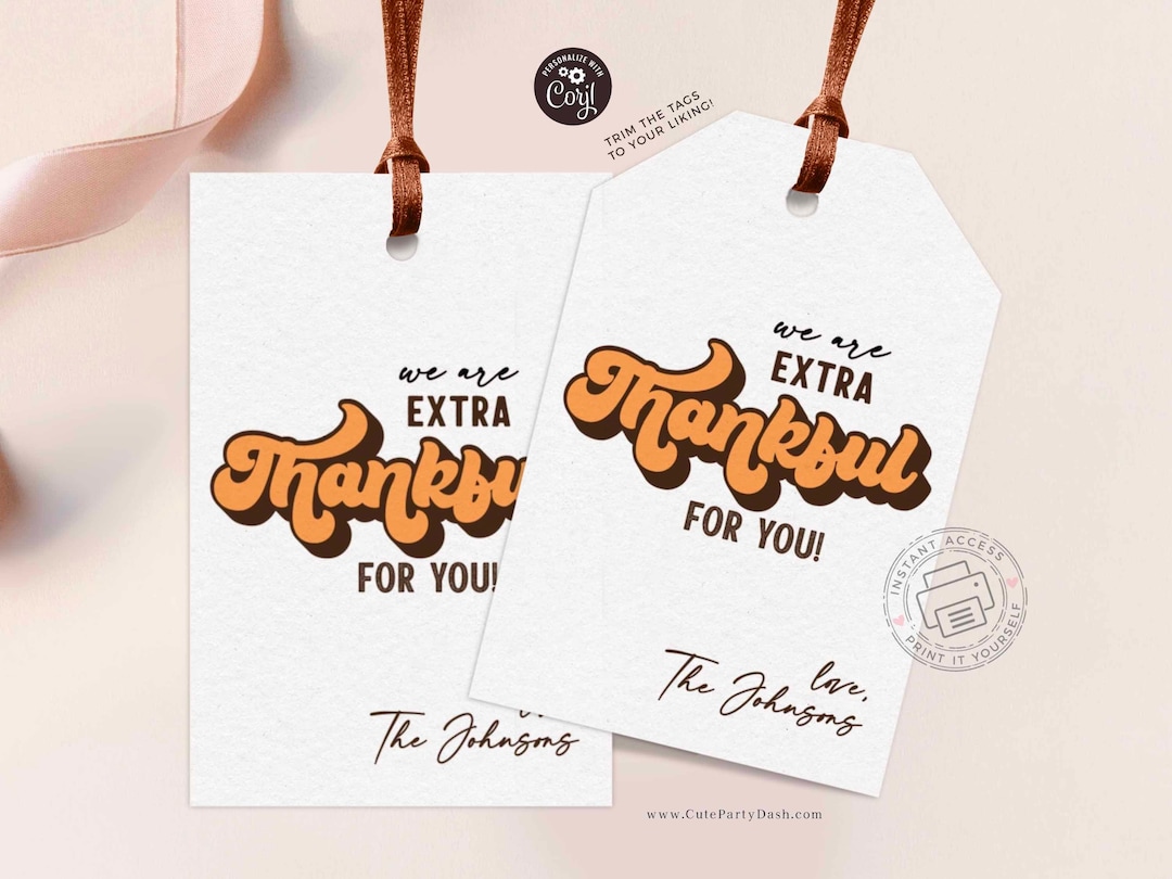 Extra Thankful for You Gift Tag, Fall Favor Tags, Minimalist ...