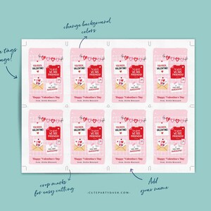 Happy Valentine's Day Classroom Valentine Kids Tag Printable INSTANT ...