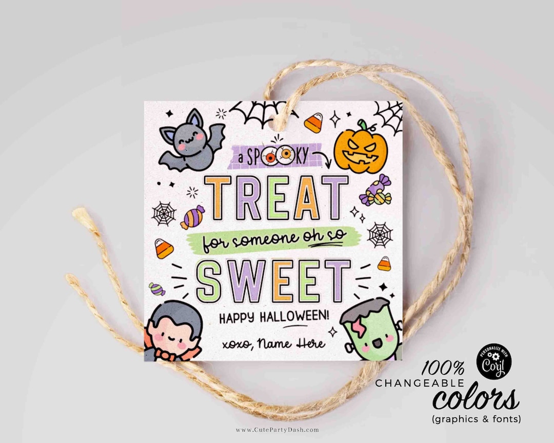 Editable Halloween Treat Tag: Spooky Gift Label (digital Download) - Etsy