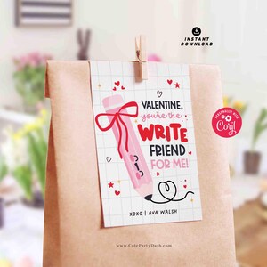 Pencil Valentine You’re the WRITE Friend for Me Gift Tags Printable ...