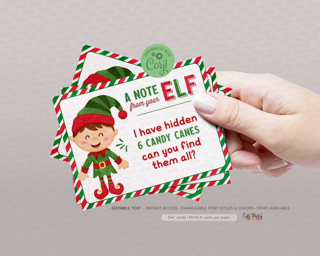 EDITABLE Christmas Elf Note Cards, Elf Activity Cards, Printable ...