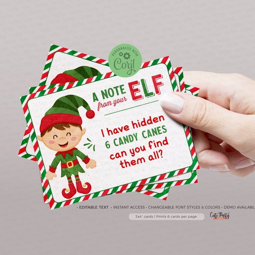 EDITABLE Christmas Elf Note Cards Elf Activity Cards - Etsy