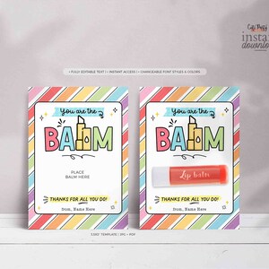 You're the Balm Gift Tag Printable INSTANT DOWNLOAD EDITABLE Lip Balm ...