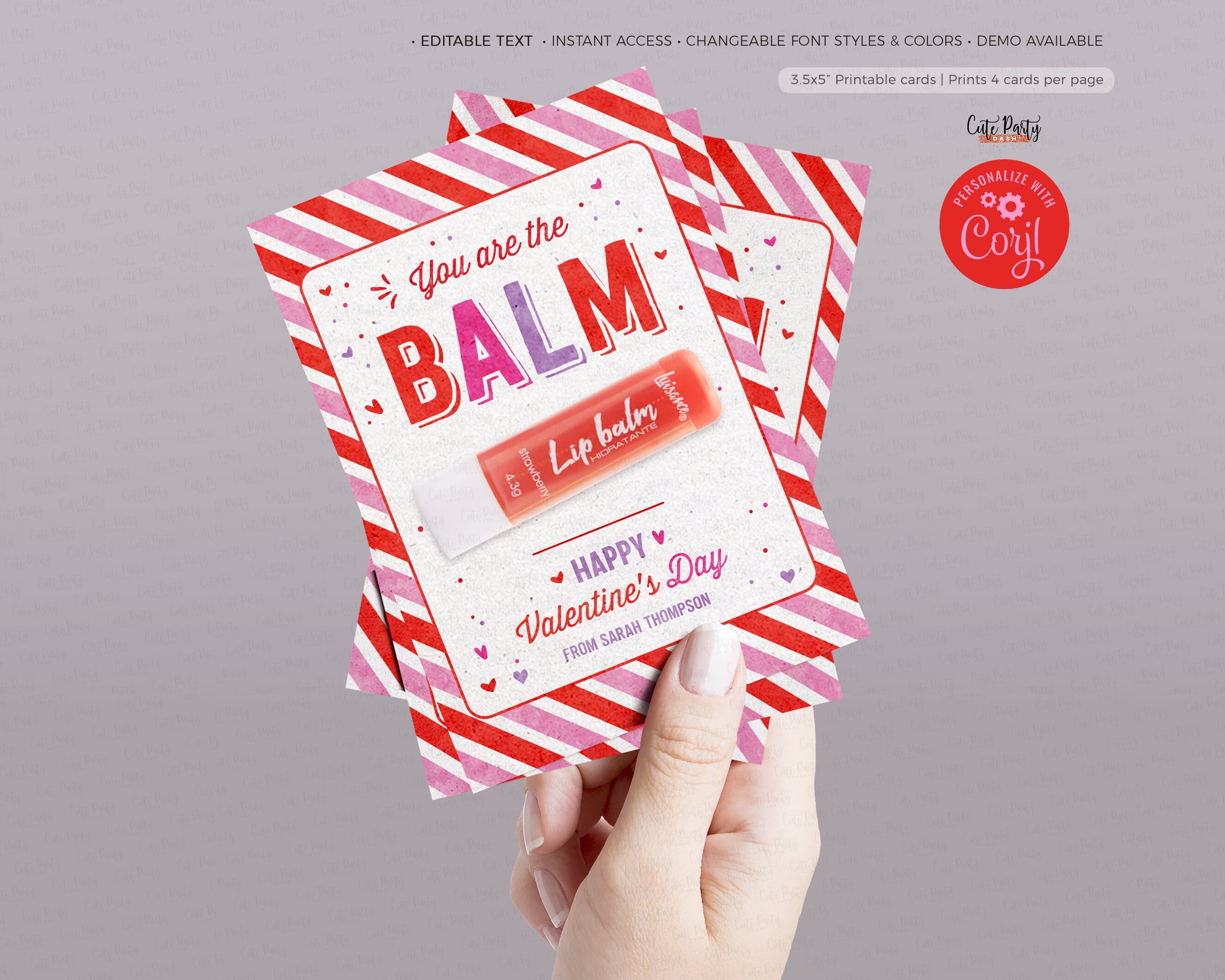 You're the Balm Valentine Gift Tag Lip Balm Holder Lip - Etsy