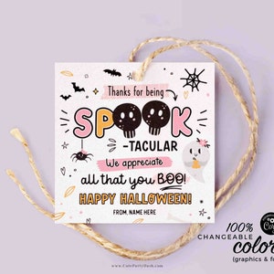Halloween Appreciation Printable Gift Tags Thanks All You Boo INSTANT ...